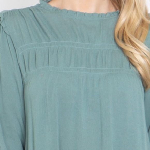 easel | Tops | New Easel Sage Merrow Detail Bell Sleeve Ruffle Blouse ...